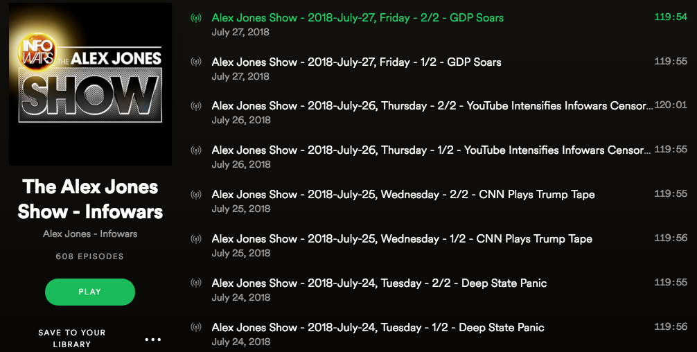 Spotify Hosting Infowars Show, Describes Alex Jones as 'Seasoned Radio ...