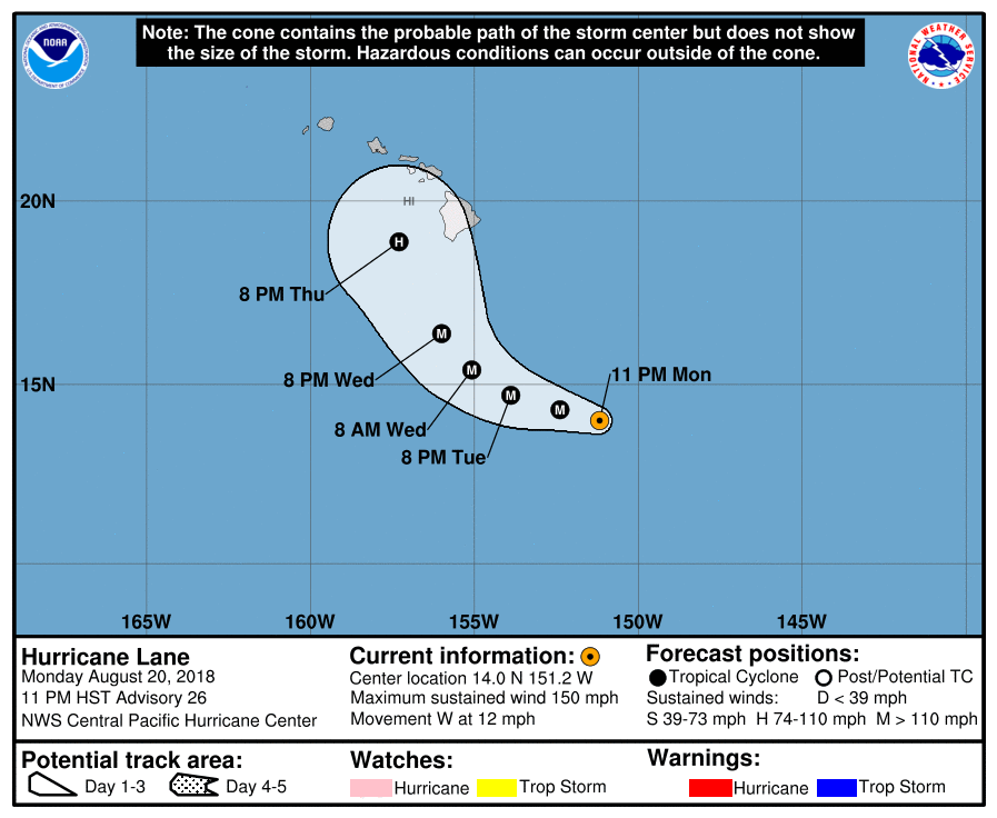 Hawaii at Risk, Latest Hurricane Lane Path Shifts Toward Islands - Newsweek