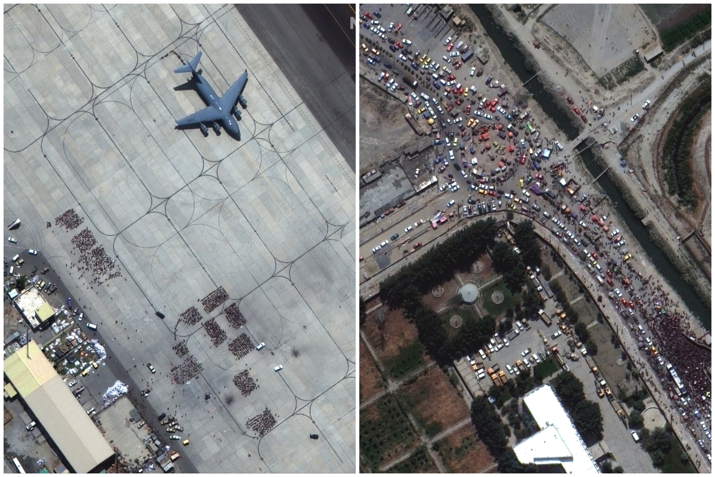 Satellite photos from Kabul Airport show the size of the crowd fleeing ...