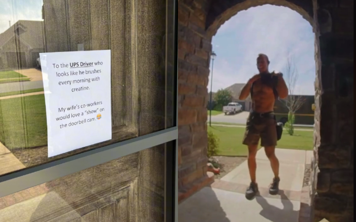 Ripped UPS Driver Flaunts Abs For Homeowner's Wife Watching On Doorbell ...