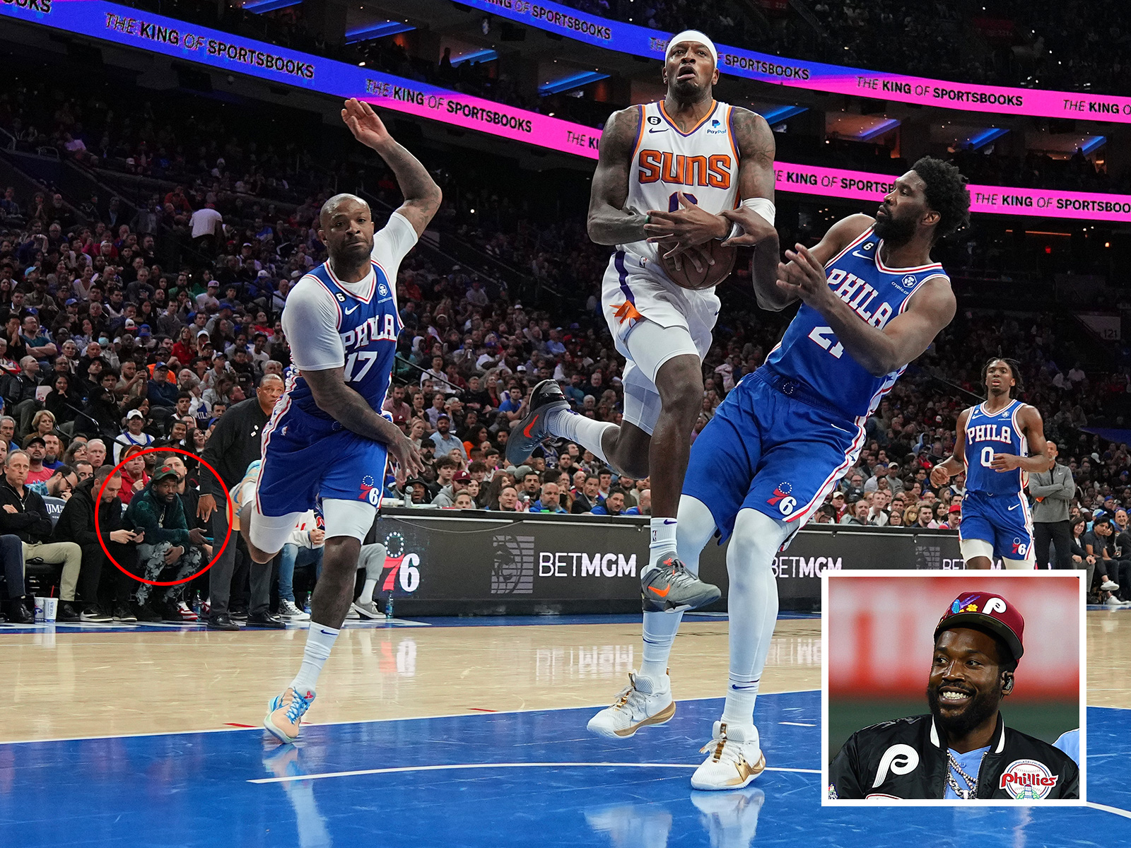 Meek Mill Accidentally Trips Referee to the Floor During Suns, 76ers ...