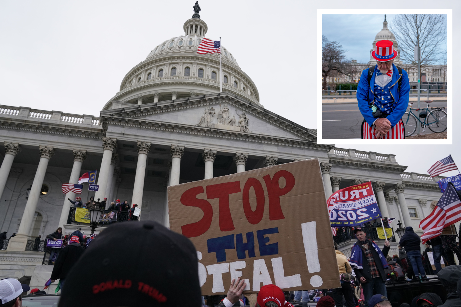 Jan. 6 Protesters, Including a Hoverboard-Riding Uncle Sam, Gather in D ...