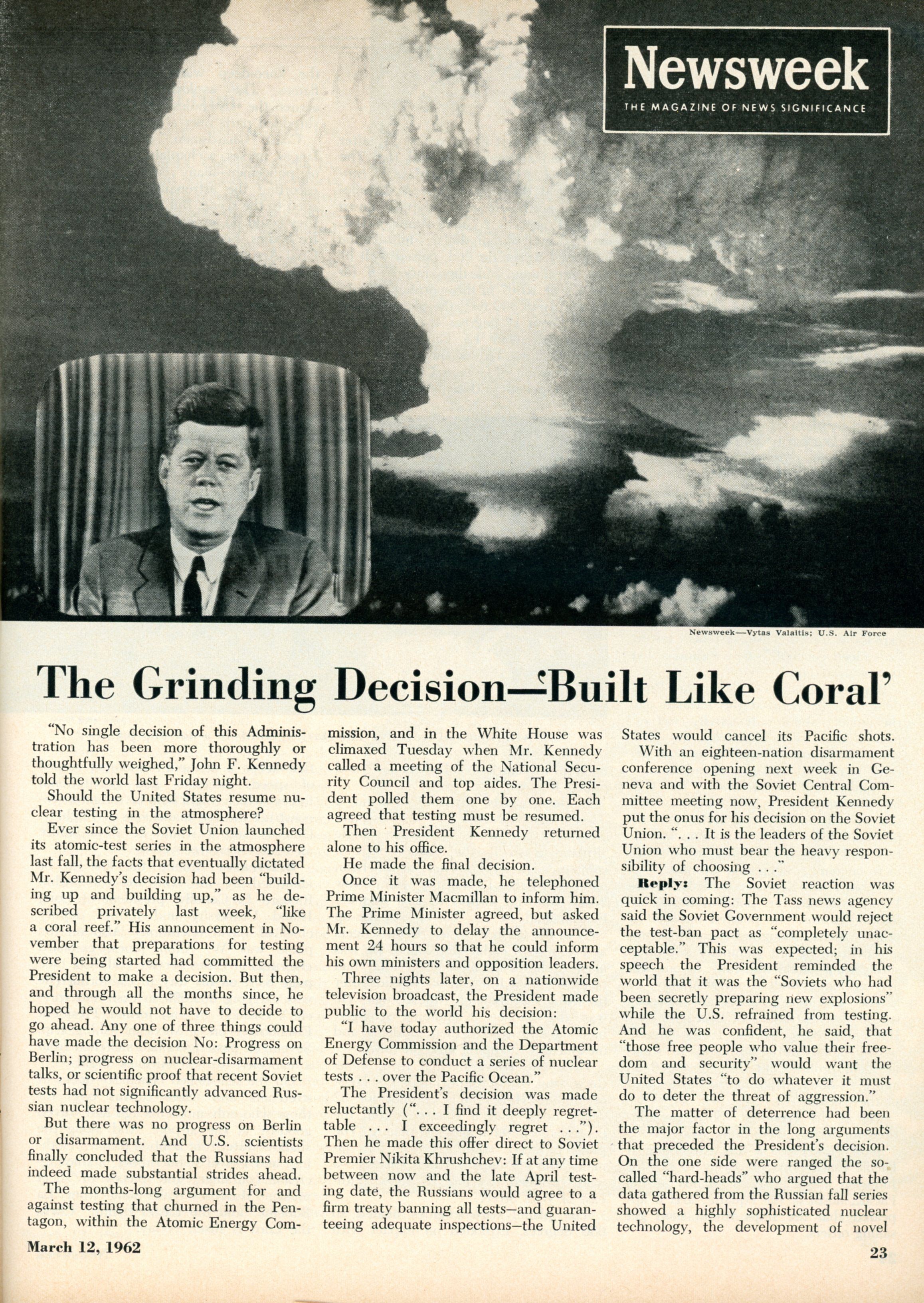 March 12, 1962: The Decision to Resume Nuclear Testing - Newsweek