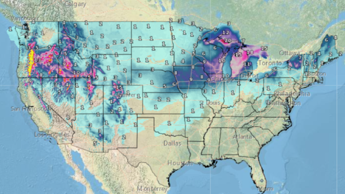 Snow Map Shows States Where Snow Depth Will Be Highest Newsweek Snow Map Shows States Where Snow Depth Will Be Highest Newsweek