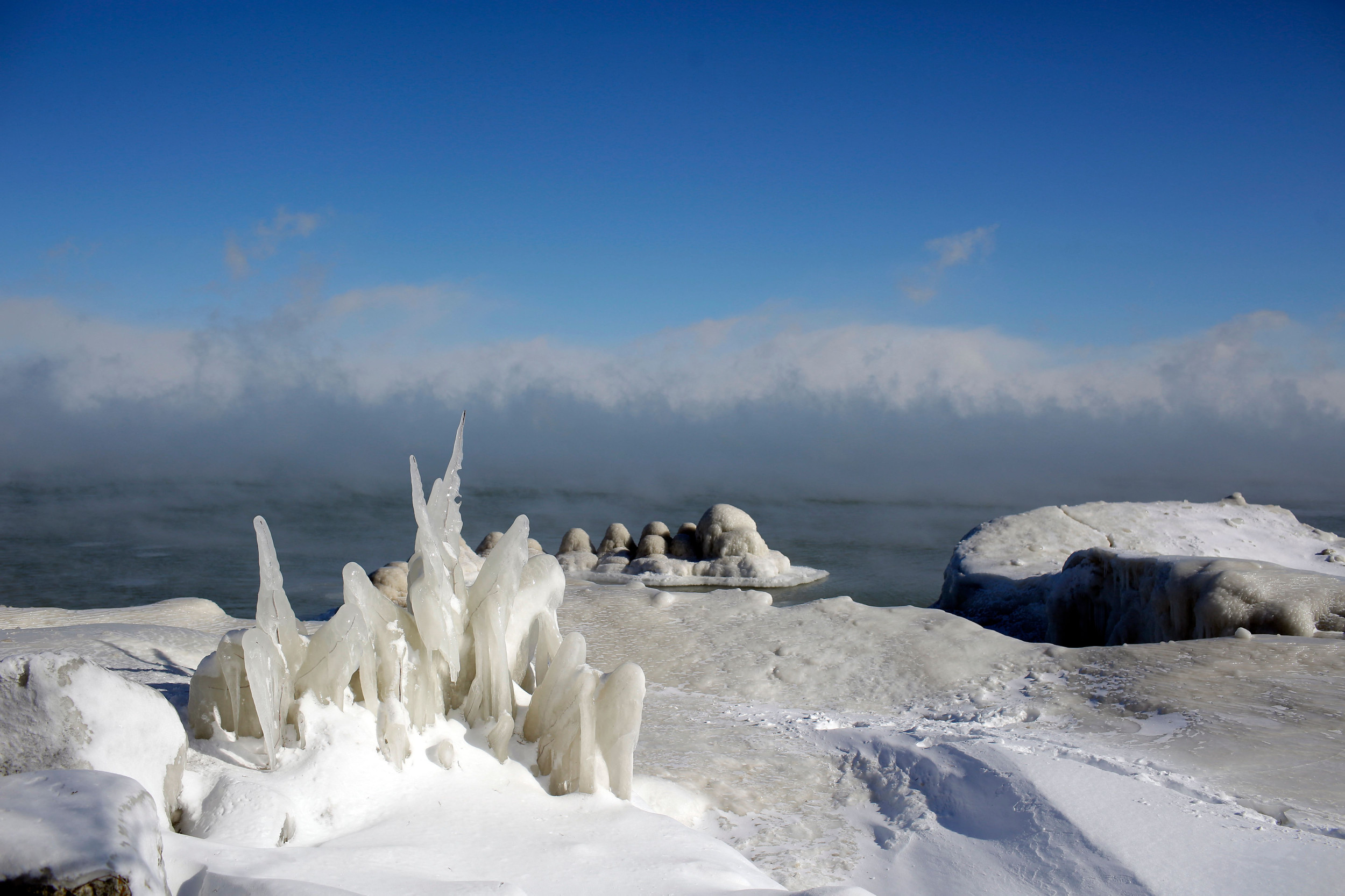 Ice Volcanoes Erupt on Beach ...Middle East