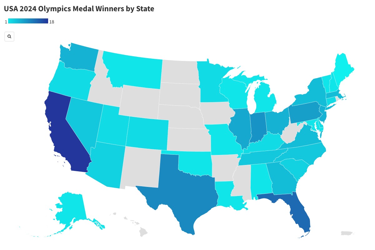 Map Shows USA 2024 Olympics Medal Winners by State - Newsweek