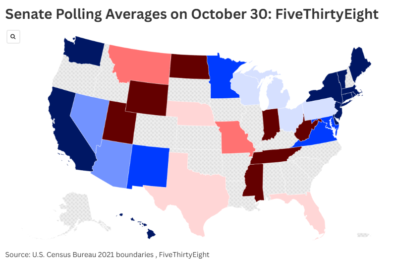 Map Shows Polling in Key Senate Races 6 Days Before Election - Newsweek