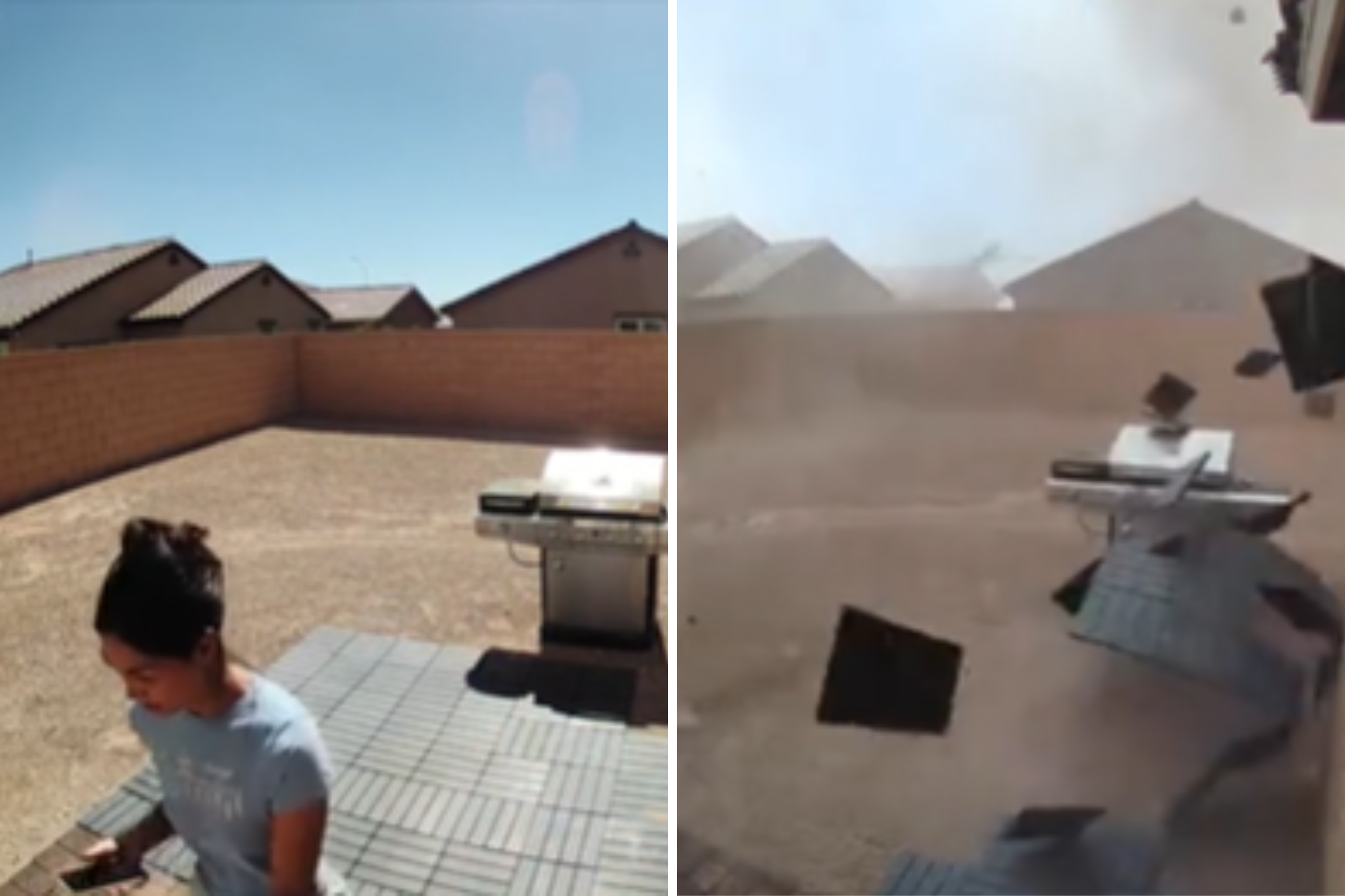 Cam Captures Family 'Barely' Escape Dust Devil That Wrecks Yard in ...