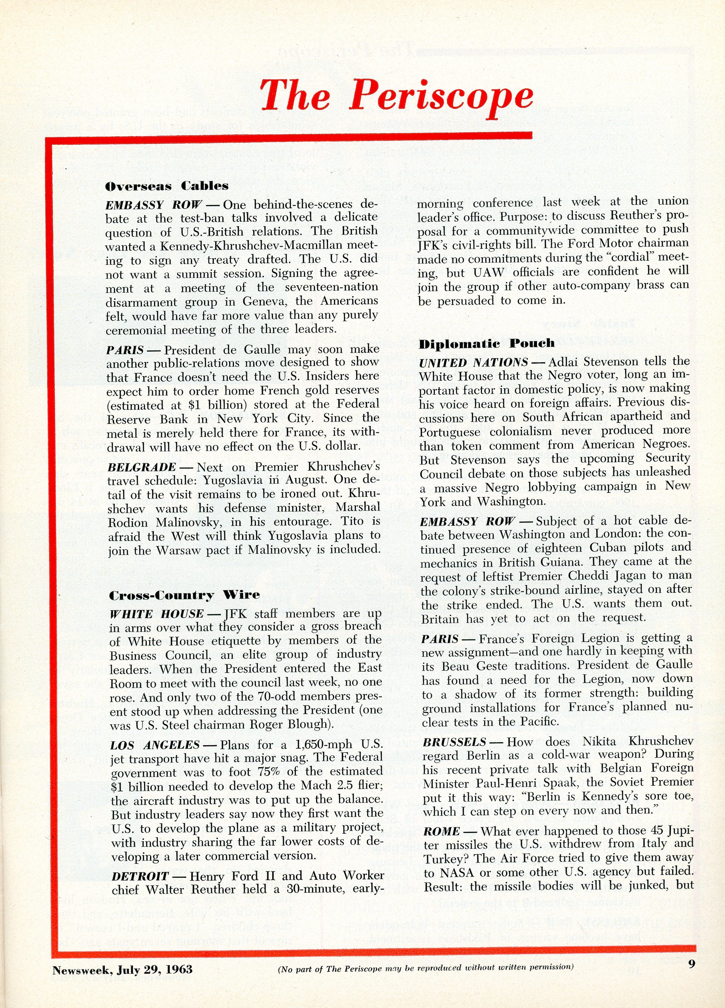July 29, 1963 - Newsweek