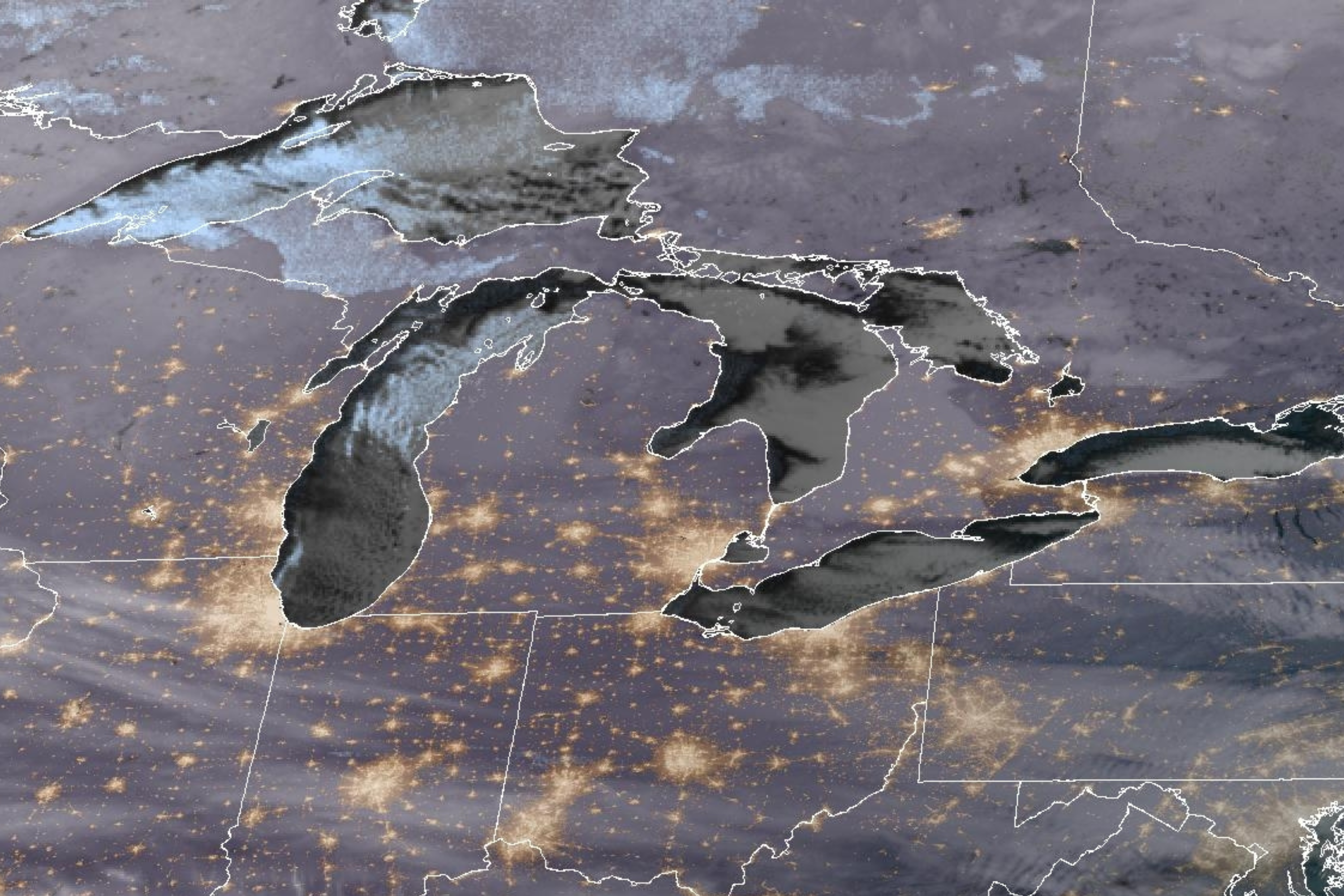 Lake Effect Snow From Space Lake Effect Snowfall Goes Under A