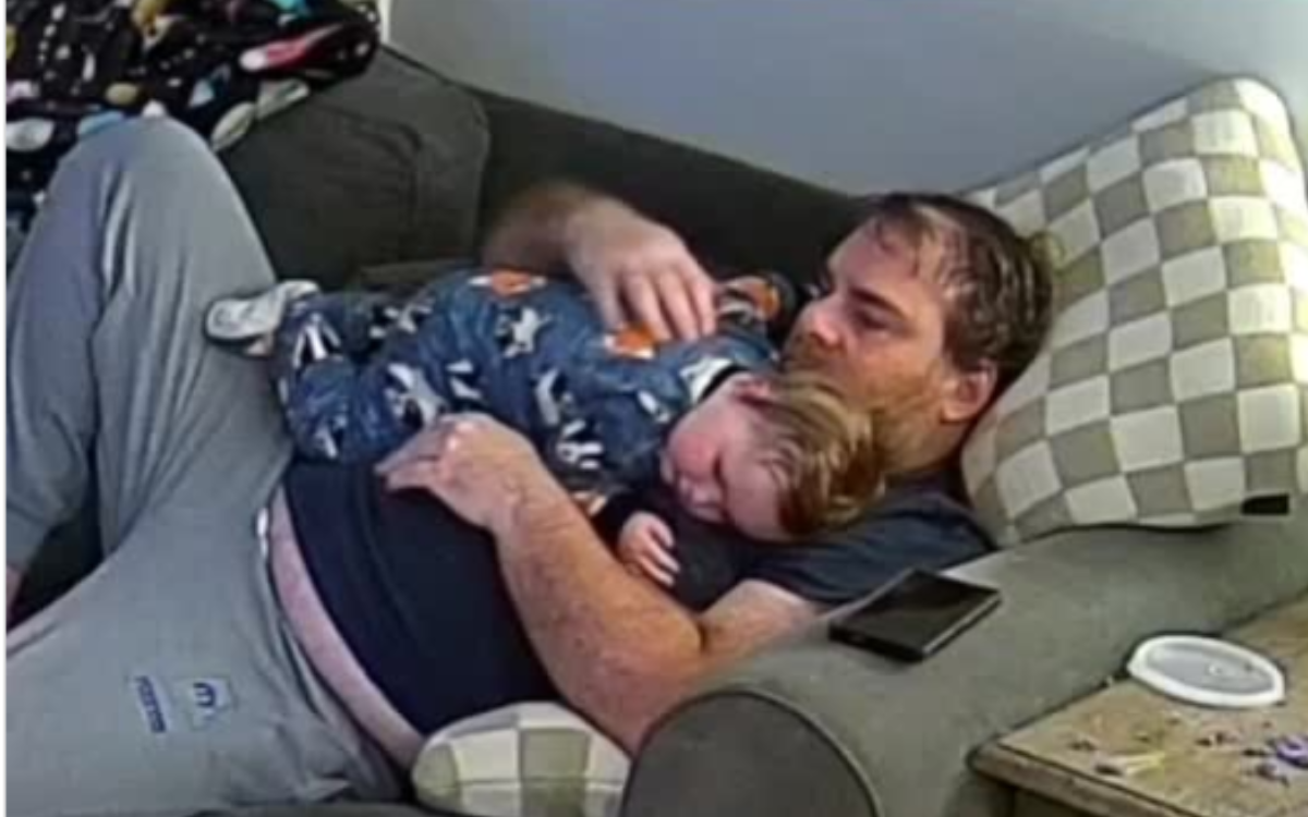 Security Cam Captures Moment Dad's Cuddle With Toddler Takes Wild Turn ...