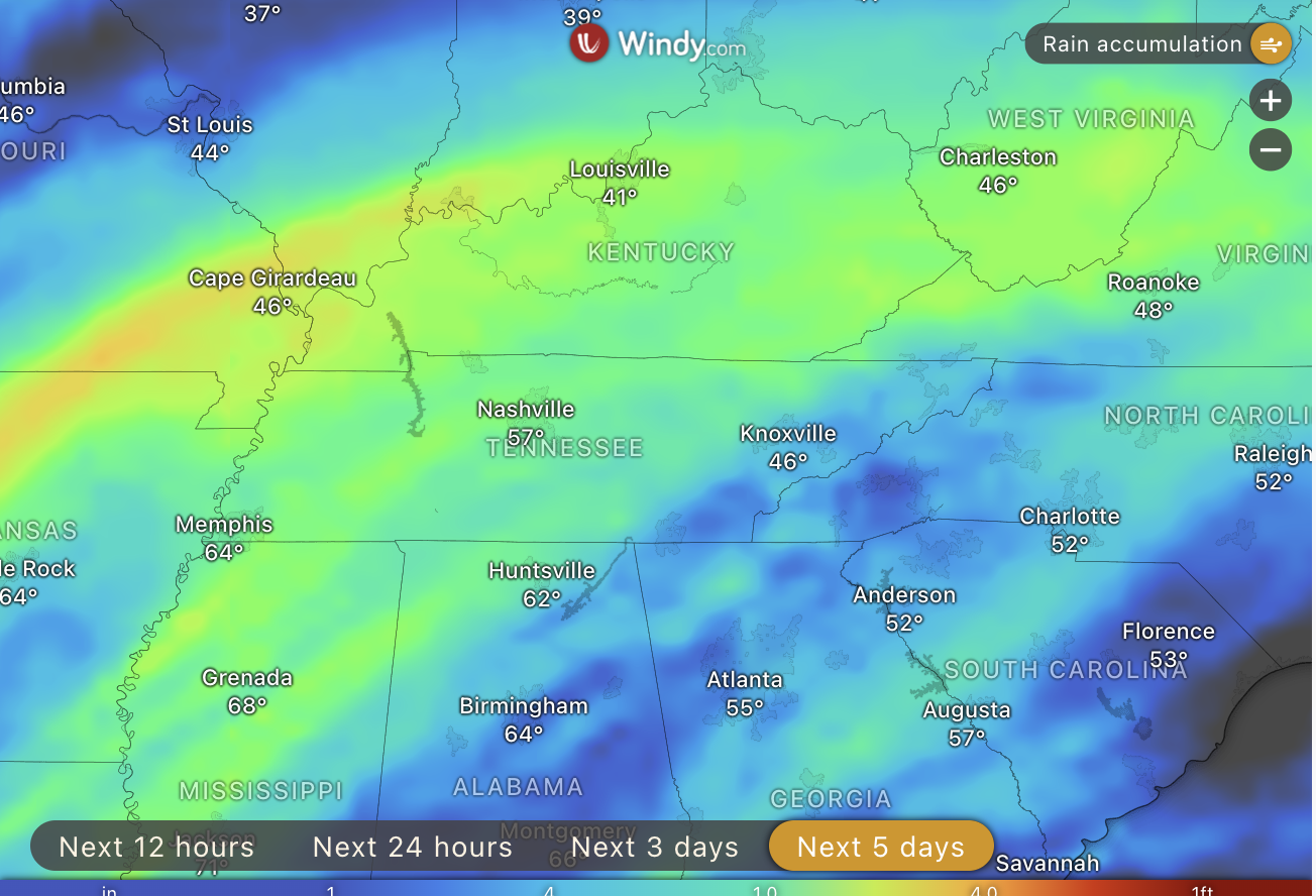 Tennessee Flood Watch Issued in Several Counties Due to Heavy Rain ...