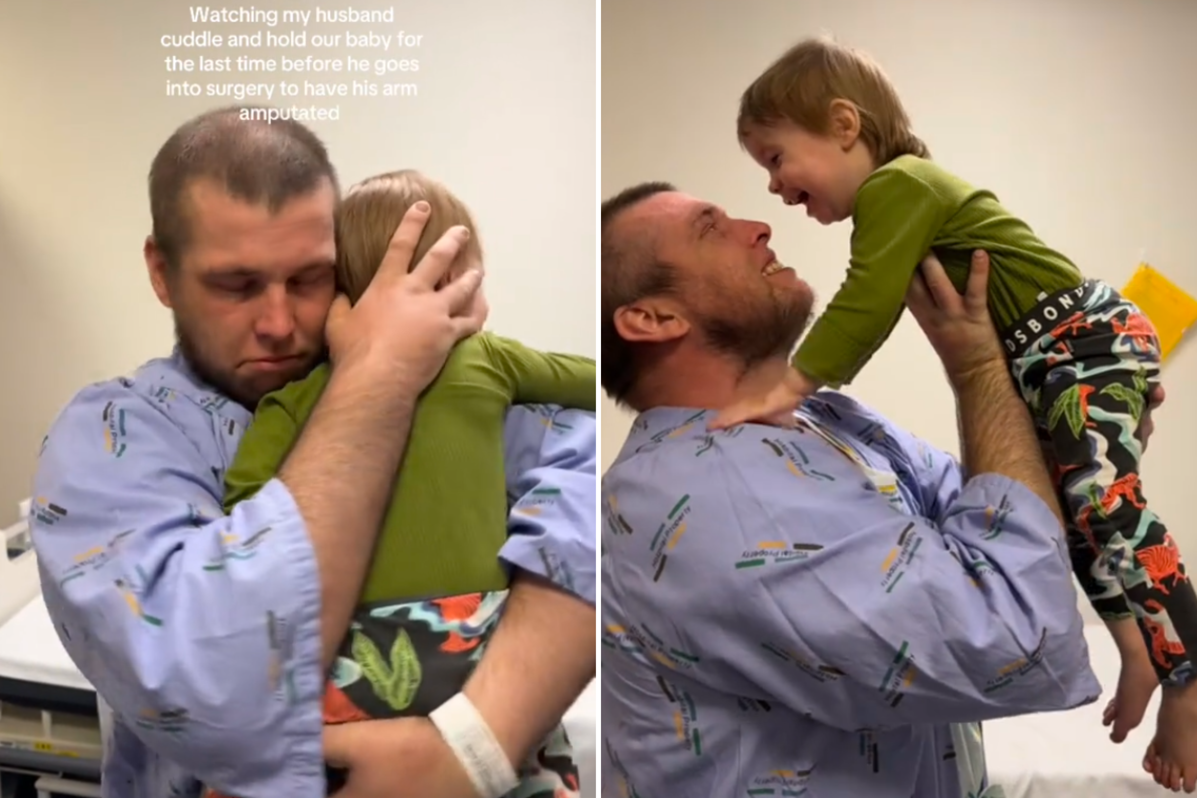 Emotional Moment Dad Has Last Cuddle With Toddler Before Arm Amputation ...