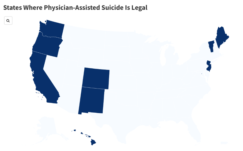 Map Shows States Where Doctor-Assisted Suicide Is Legal as NY Bill ...