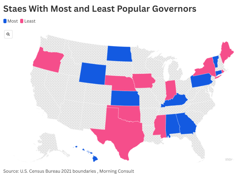 Map Shows States With Most—and Least—Popular Governors - Newsweek