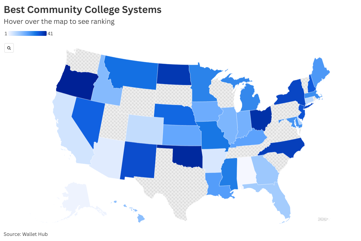 Map Shows States With Best—and Worst—Community Colleges - Newsweek