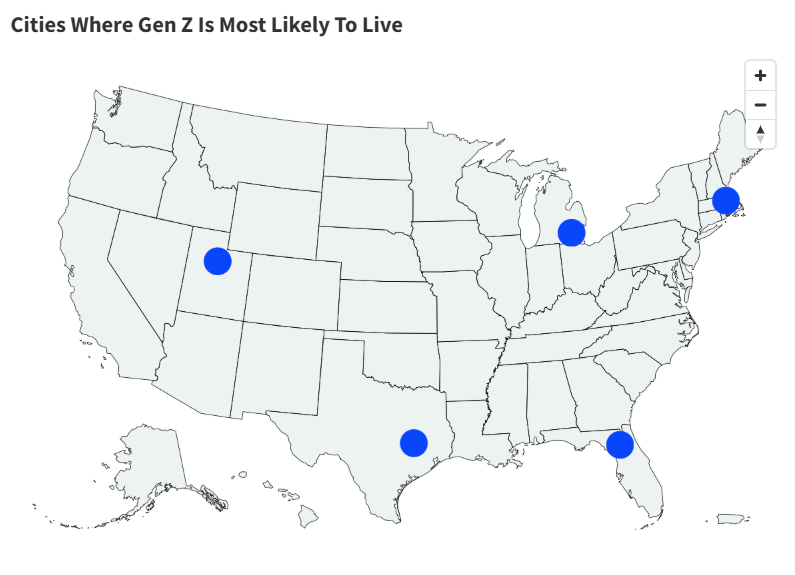 Map Shows Cities Where Gen Z Is Most Likely To Live - Newsweek